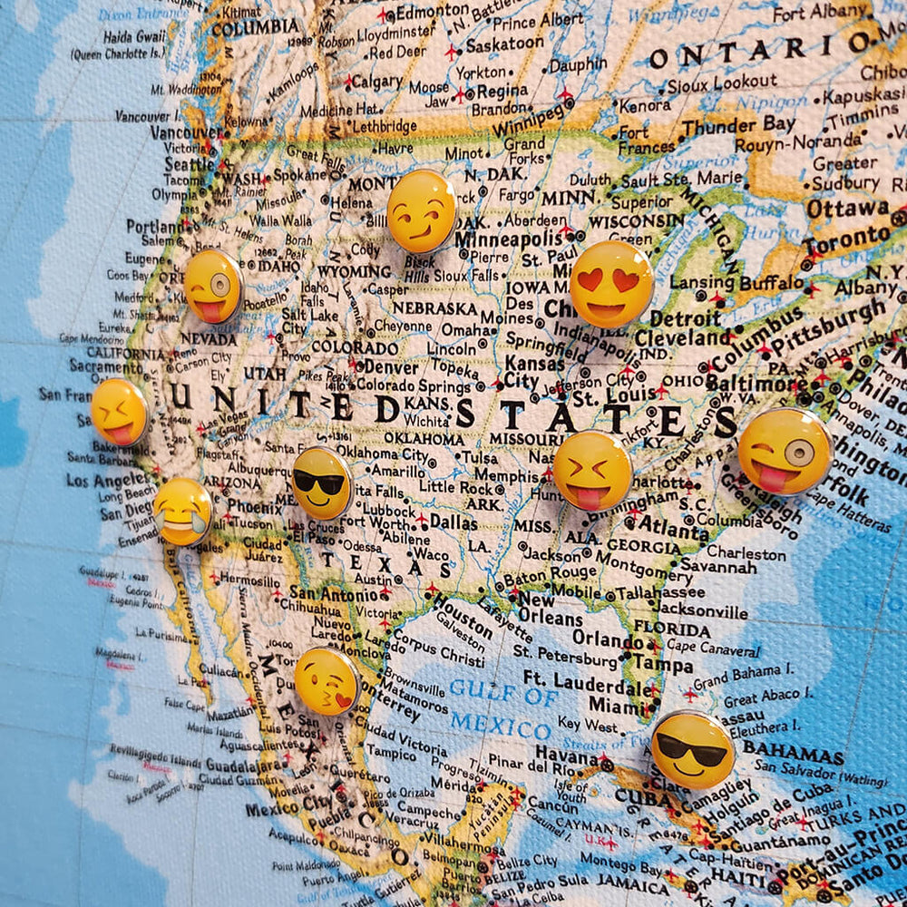 Smiley Face Push Pins | Novelty Pin Board Pins | Push Pin Travel Maps