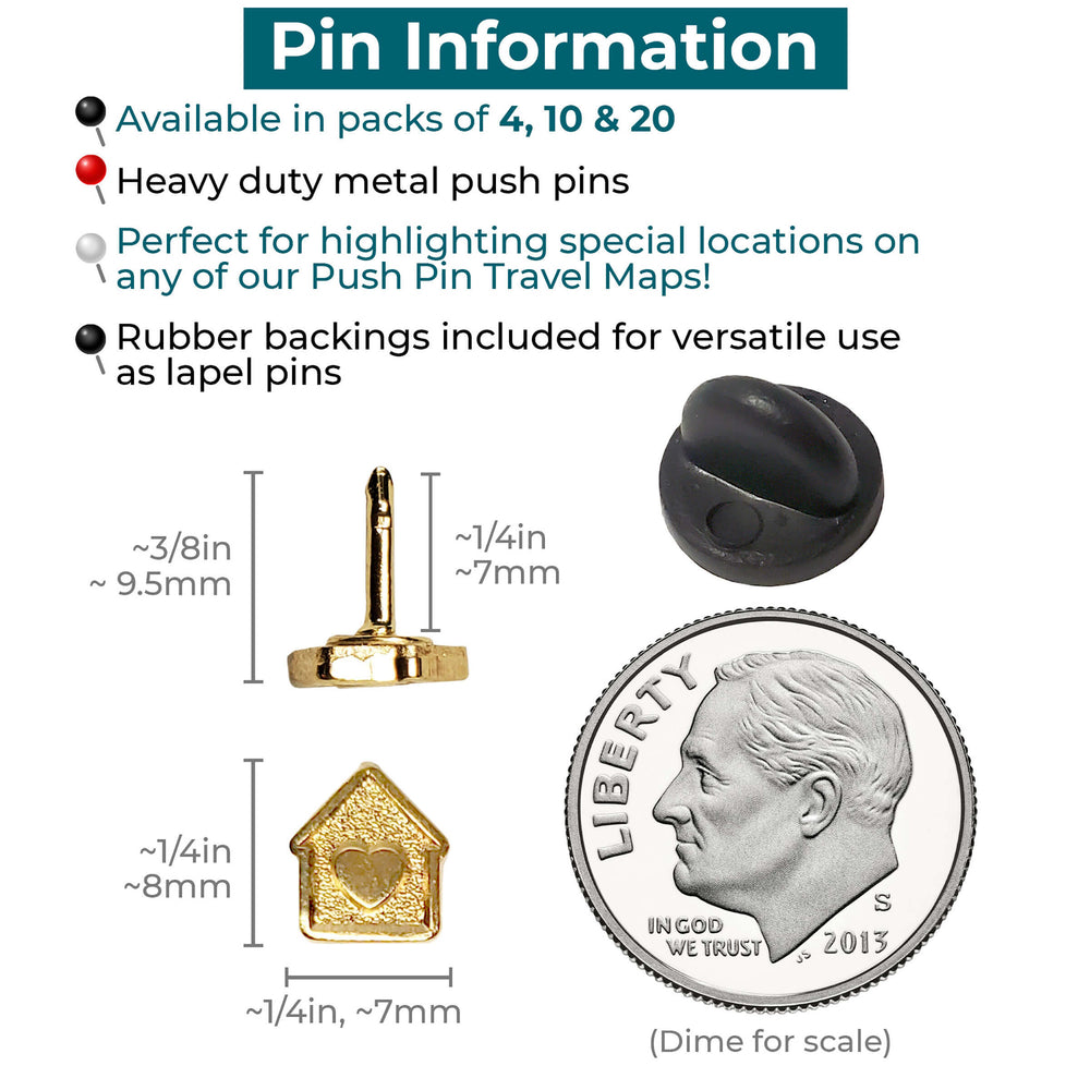 Mini House Push Pins - House Map Pins - House Shaped Pins – Push Pin ...