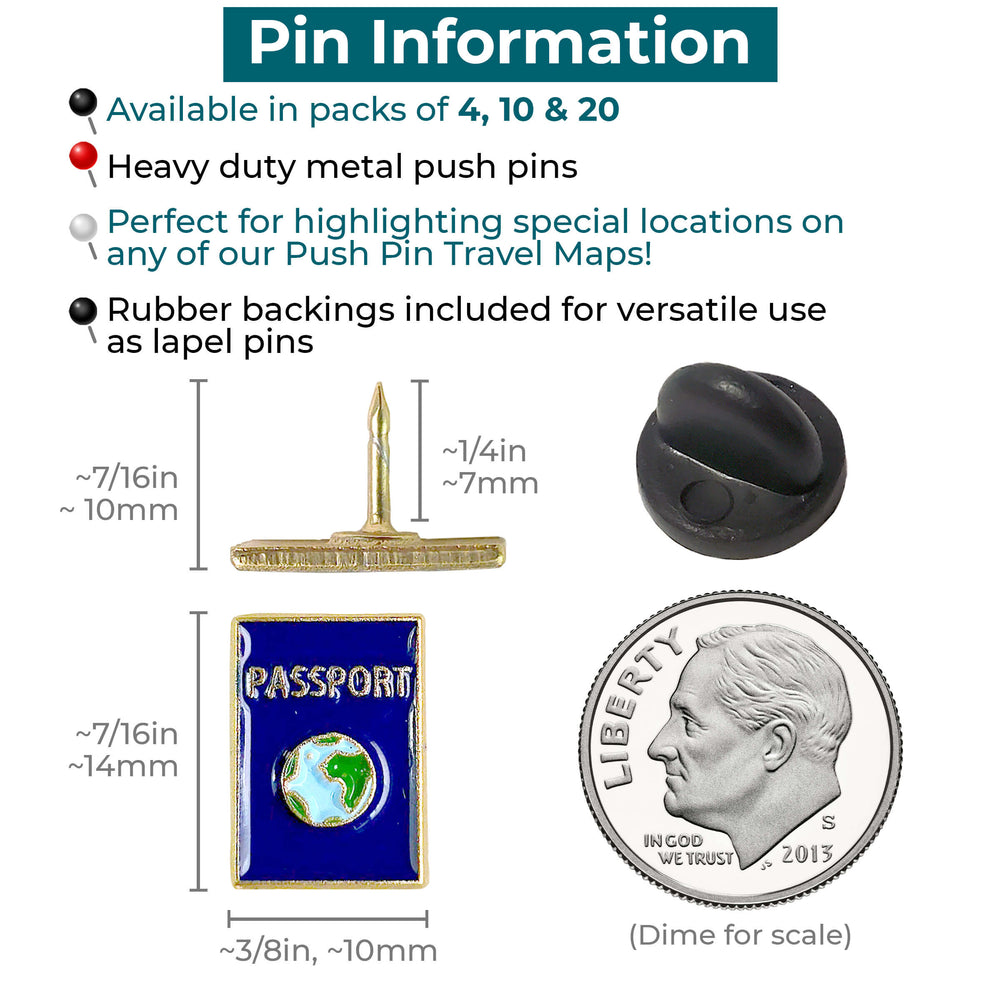 Passport Push Pins - Passport Design Map Pins - Custom Passport Pins ...