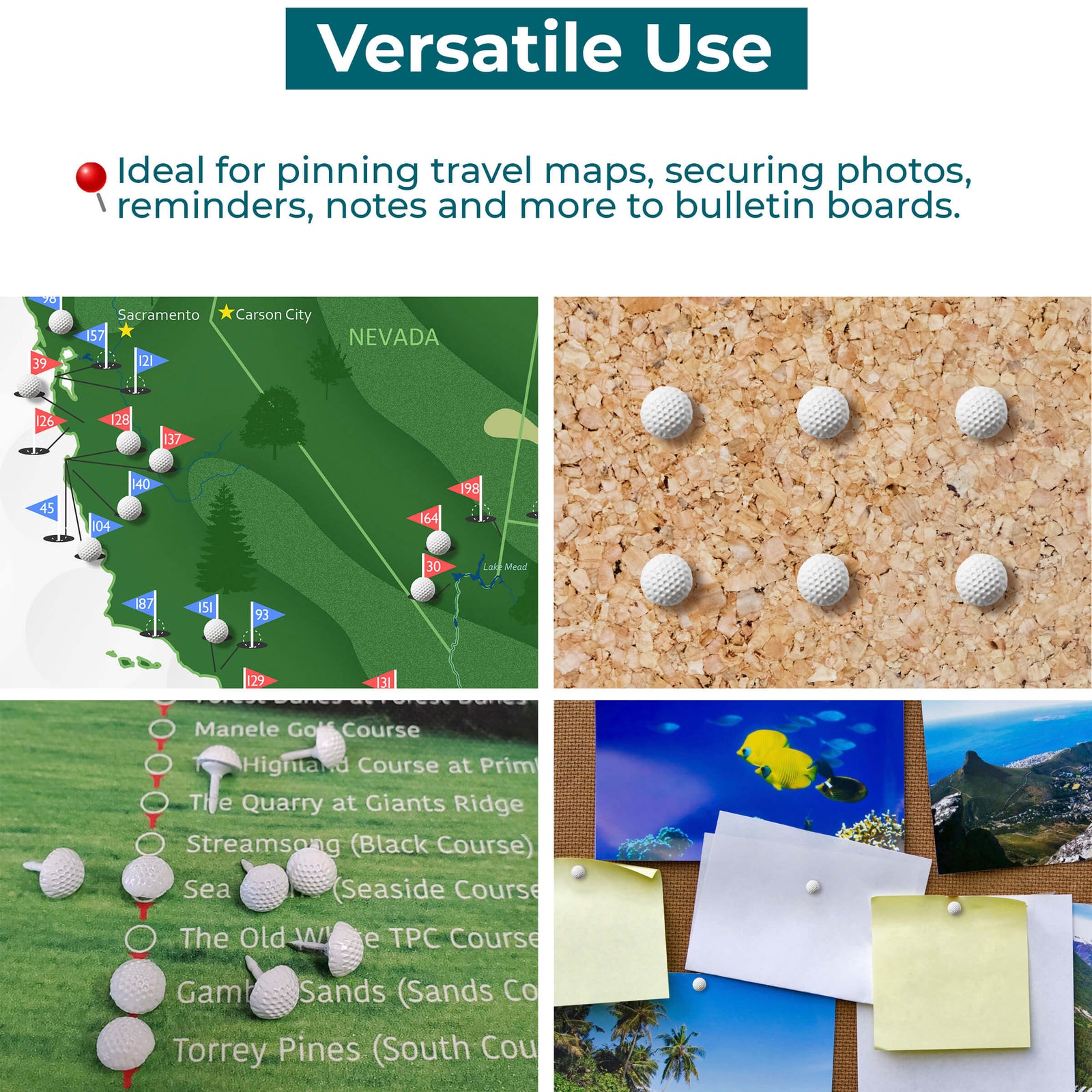 Golf Ball Push Pins | Metal Push Pins | Push Pin Travel Maps