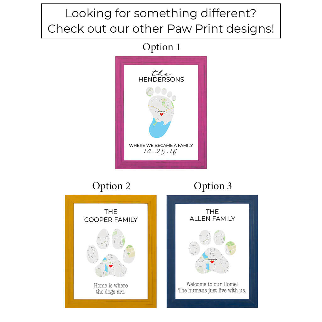 Cat Paw Print Wall Art | Customized Family Map Print | Pet Paw Print ...