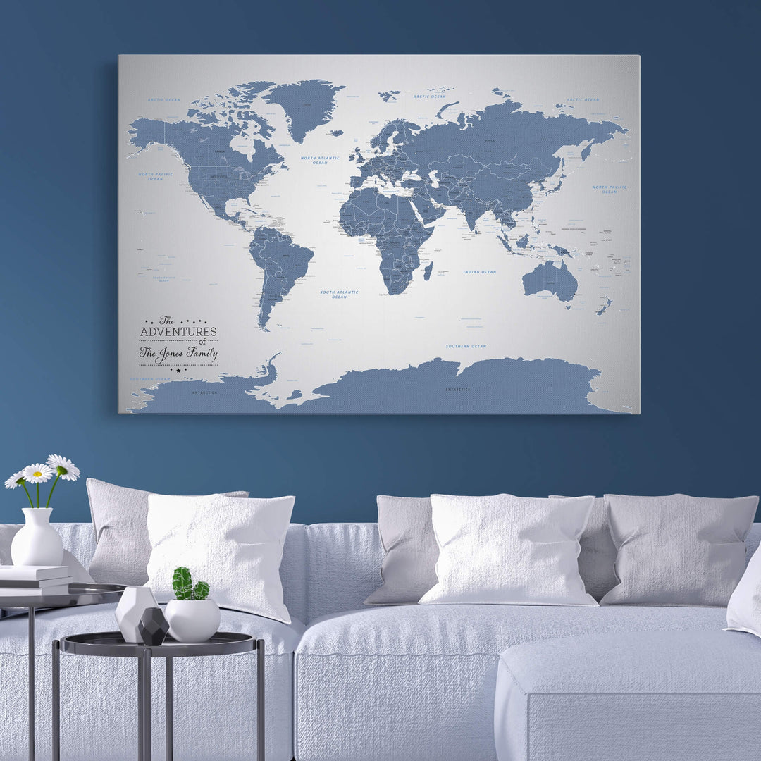 Gallery Wrapped Canvas World Maps | Modern World Maps – Push Pin Travel ...