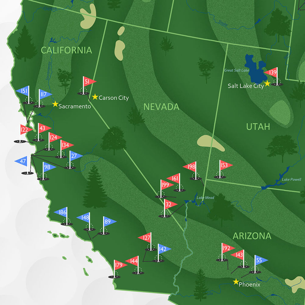 Canvas Poster of Top US Golf Courses | Map of 200 Golf Courses in USA ...