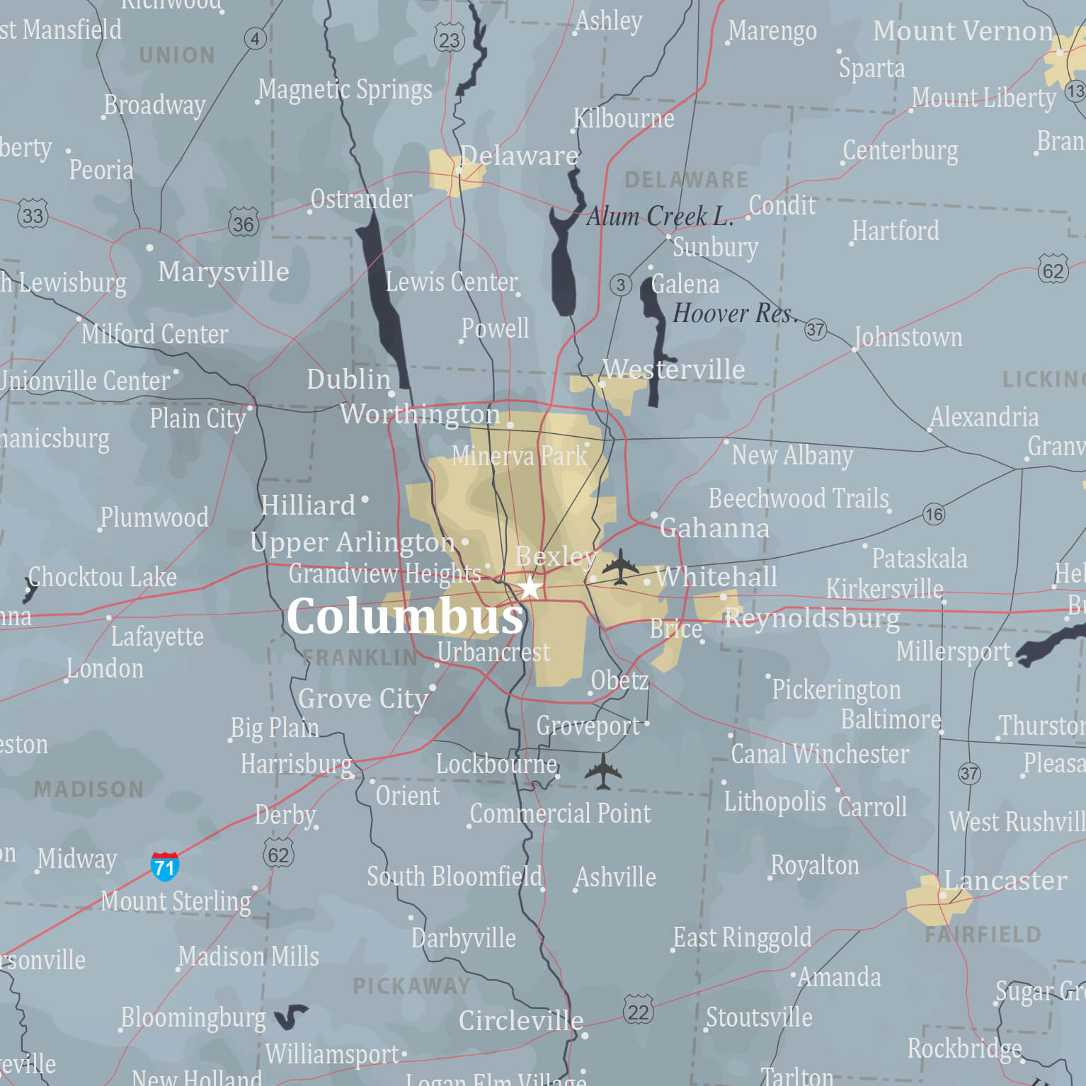 Ohio State Pin Map | Framed Wall Map | Detailed Map of Ohio - Push Pin ...