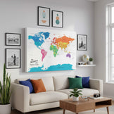 Gallery Wrapped Canvas Map of the World | Colorful World Map Canvas ...