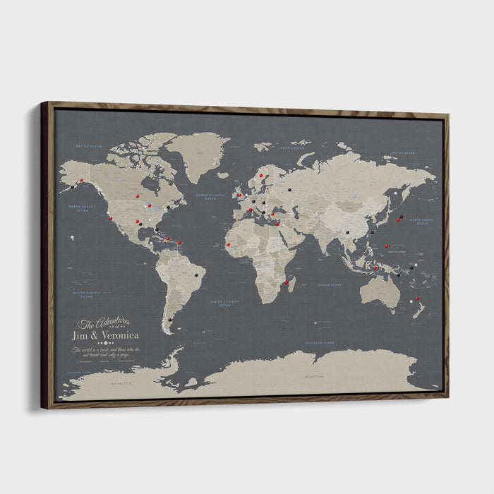 World Map Canvas Art | Canvas Map of the World with Pins – Push Pin ...