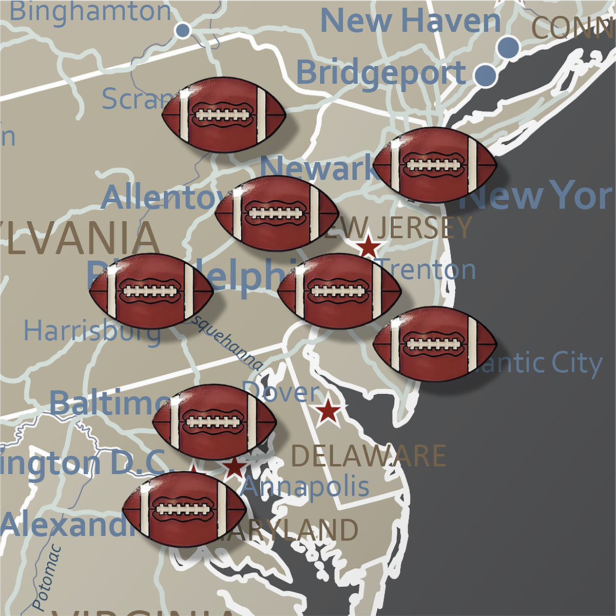 Football Push Pins | Metal Push Pins | Push Pin Travel Maps