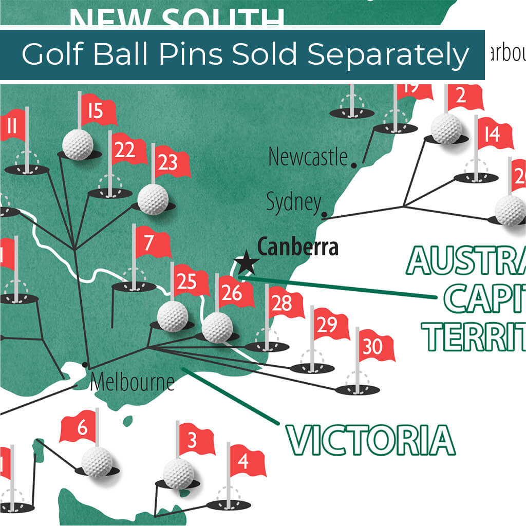 Australia and New Zealand Golf Course Pin | Australian Golf Course Map ...