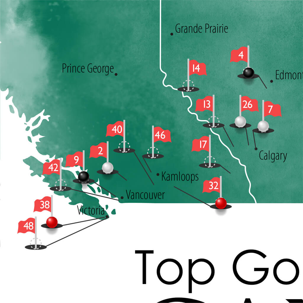 Top Canada Golf Courses Pin Map | Canada Golf Tracker Map - Push Pin Travel Maps