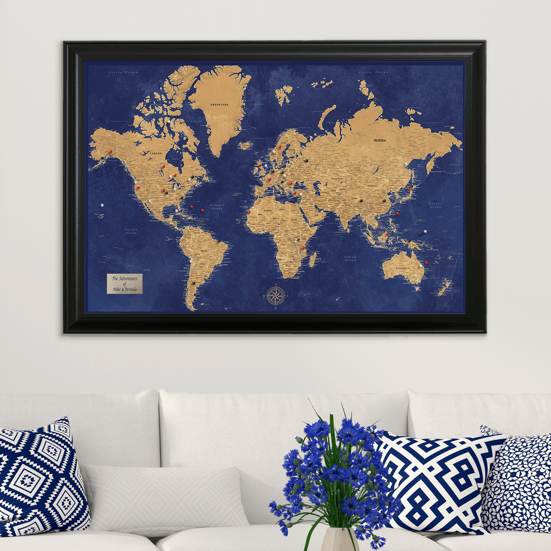 Maps of the World for Sale | Framed Travel Maps Décor – Push Pin Travel ...
