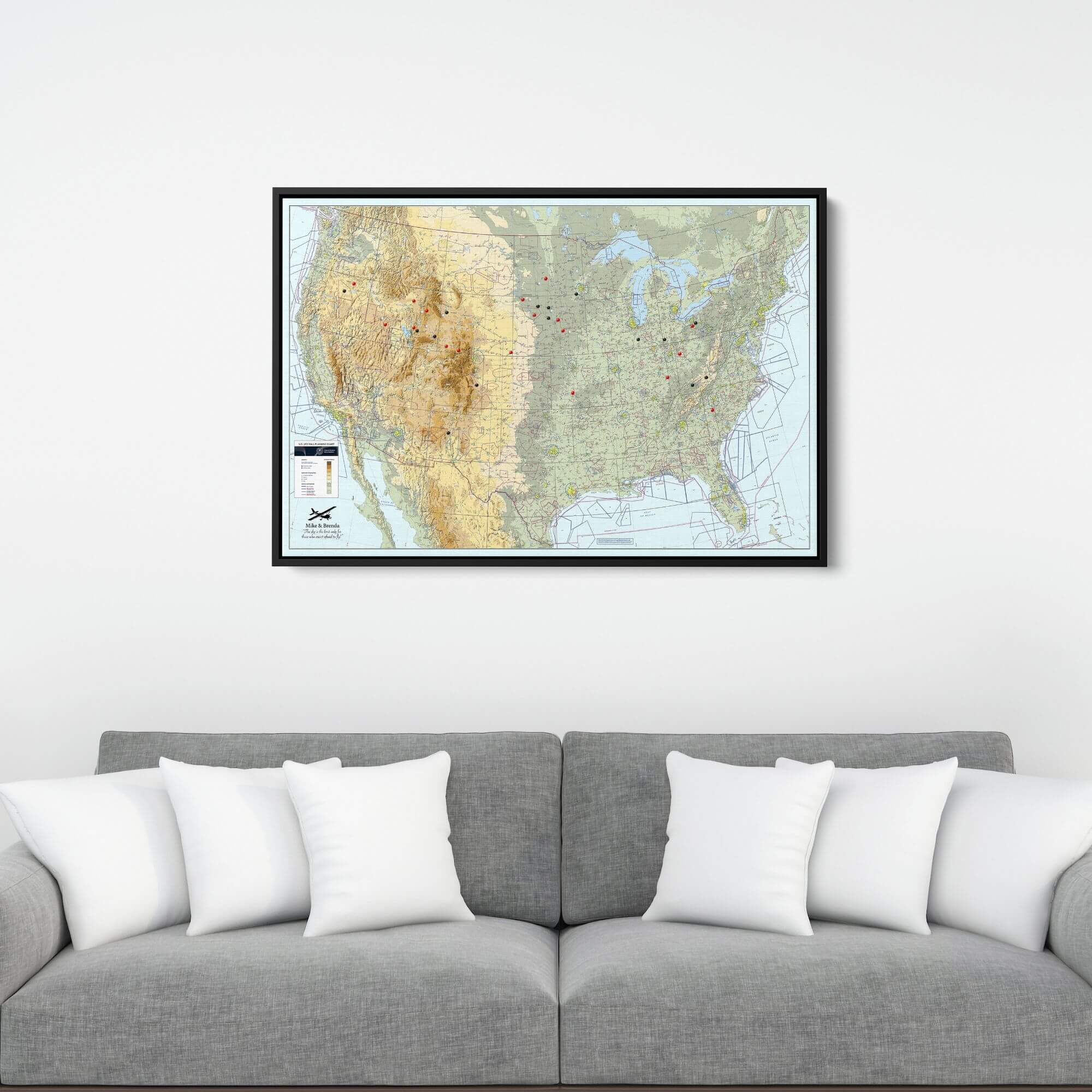 USA VFR Pilot's Map | USA Airport Navigation Map | Pinnable Canvas ...