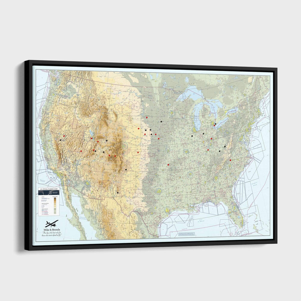 USA VFR Pilot's Map | USA Airport Navigation Map | Pinnable Canvas ...