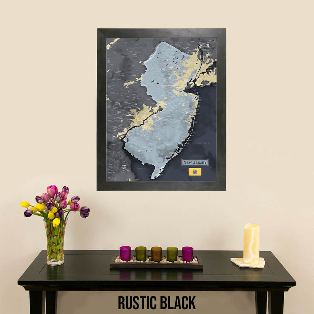 Slate New Jersey State Wall Map | Push Pin Maps | Map Your Travels Maps ...