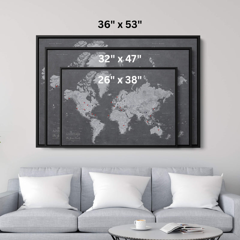 Stormy Dreams World Travel Map | Canvas Travel Map with Pins – Push Pin ...