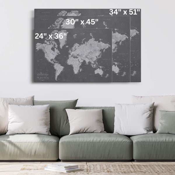 Gallery Wrapped Canvas Map with Pins | Stormy Dreams Canvas Map – Push ...
