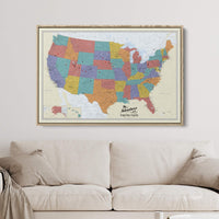 Tan US Travel Map | Framed USA Map | Push Pin Travel Maps