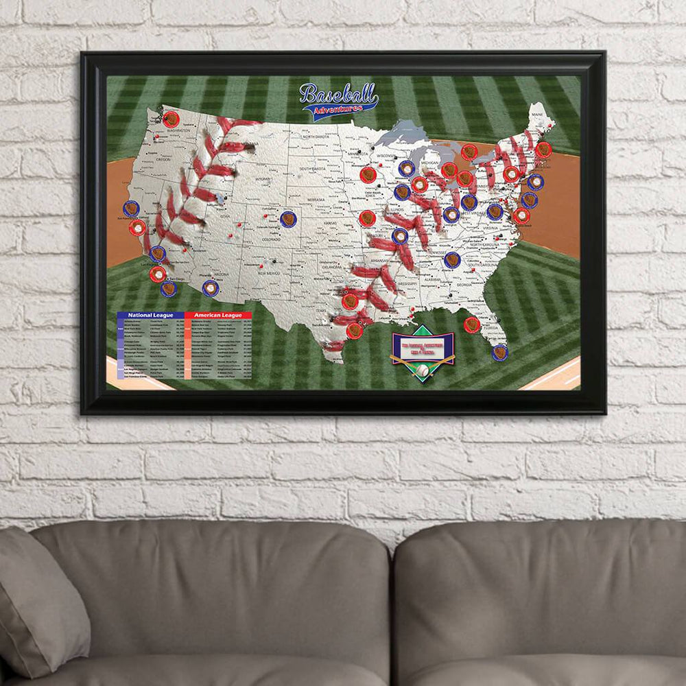 Baseball Stadium Adventures Map with Pins | MLB Travel Map – Push Pin ...