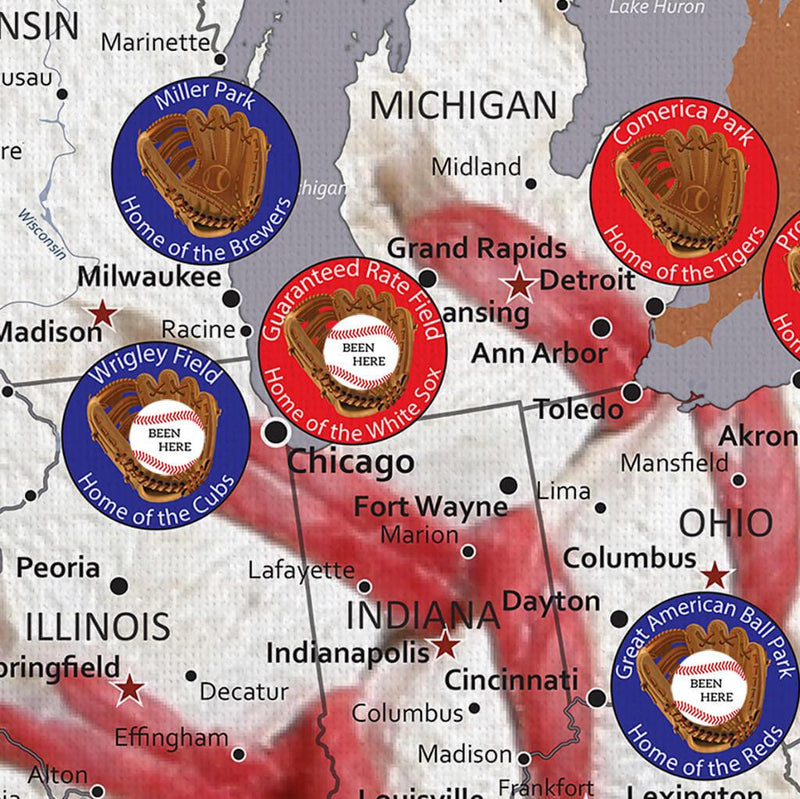 Baseball Map of the United States | Baseball Travel Map Canvas – Push ...