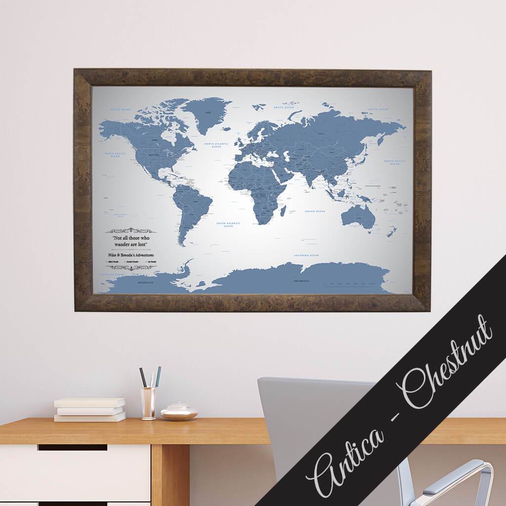 Blue Ice Canvas Map | Canvas Push Pin Map of the World - Push Pin ...