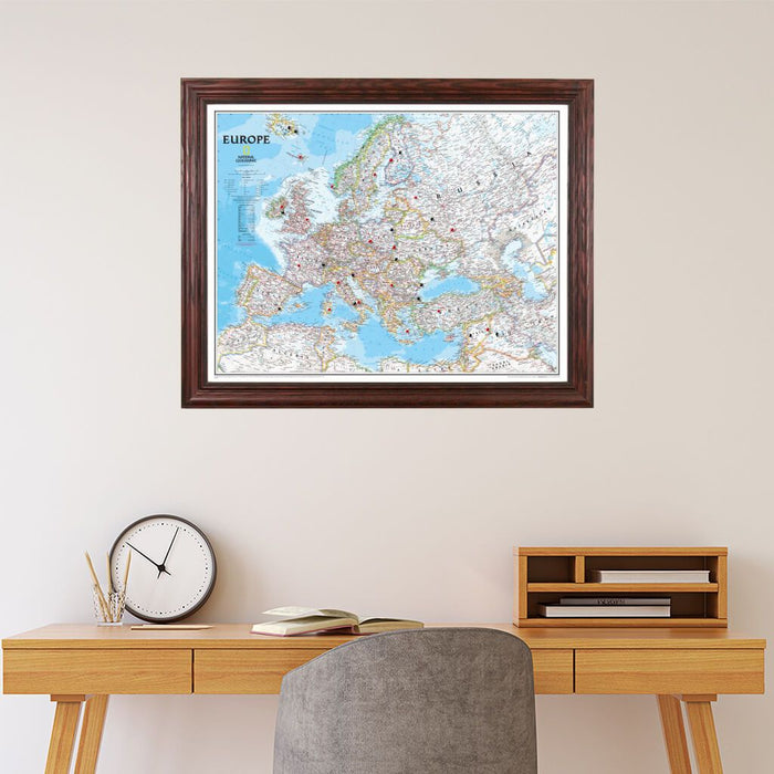 Classic Style Map | Wall Map of Europe | Europe Travel Map with Pins ...
