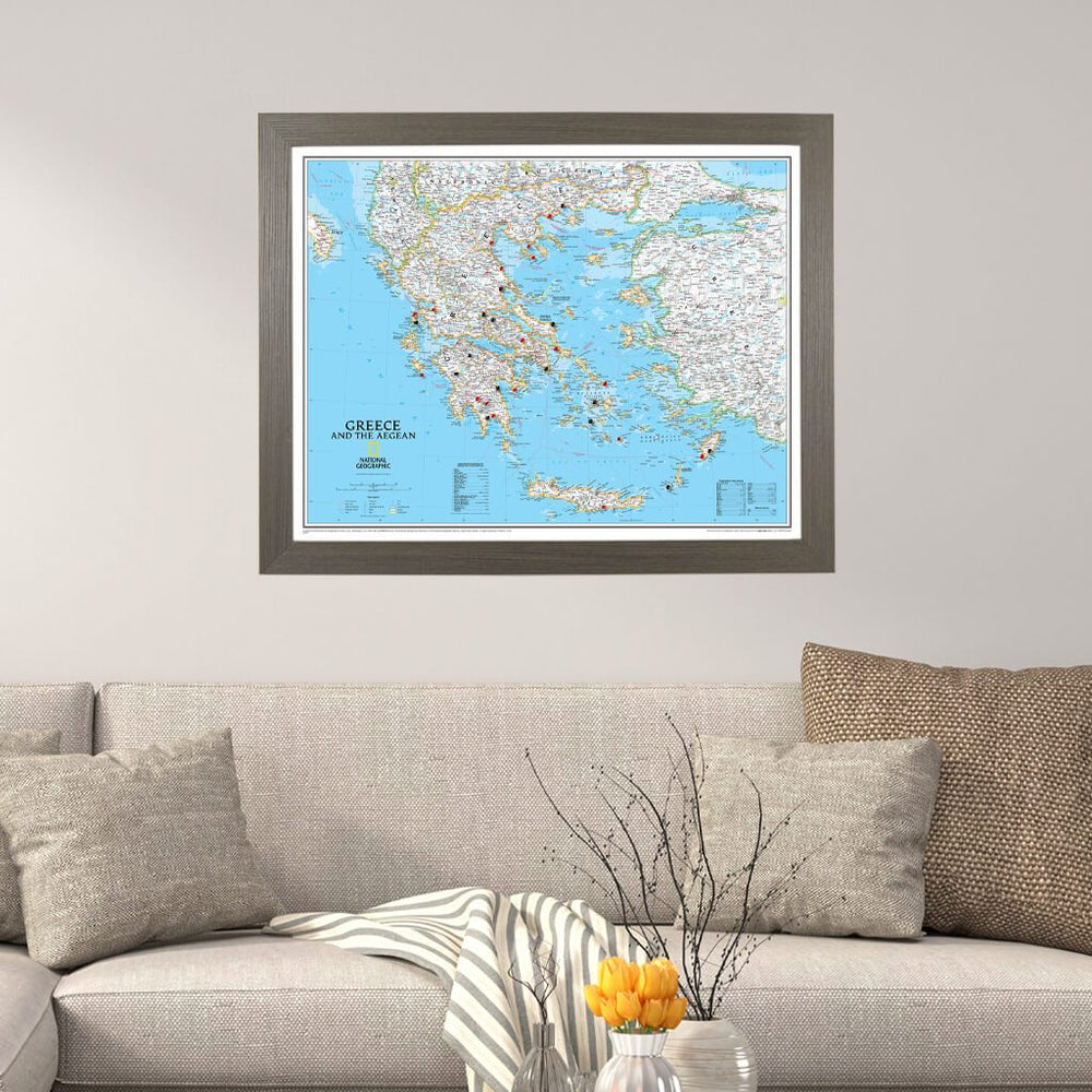 Classic-Style Map of Greece | Greece Travel Map | Push Pin Travel Map ...