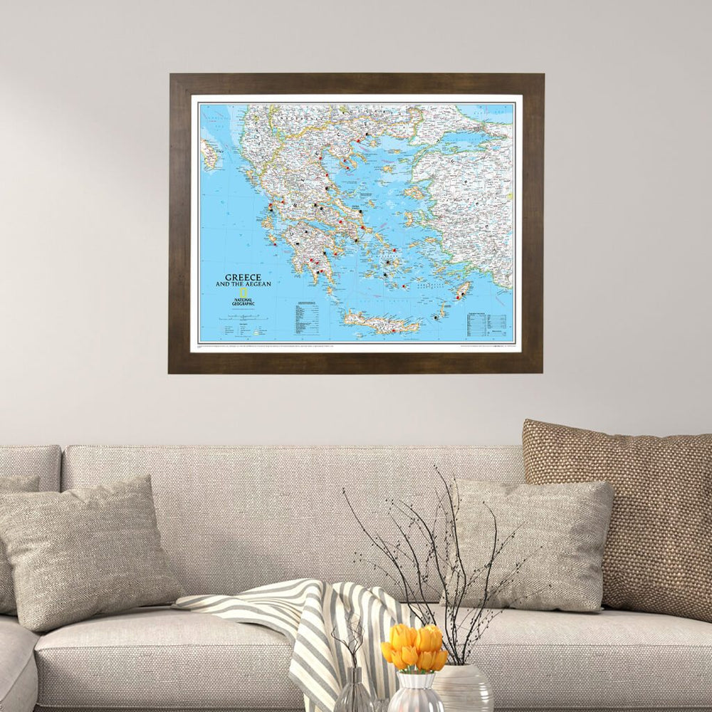 Classic-Style Map of Greece | Greece Travel Map | Push Pin Travel Map ...