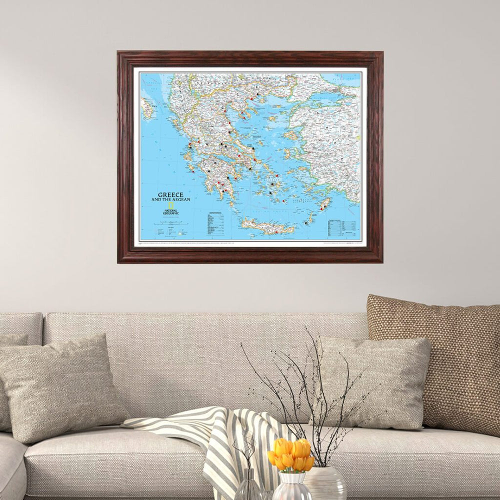 Classic-Style Map of Greece | Greece Travel Map | Push Pin Travel Map ...