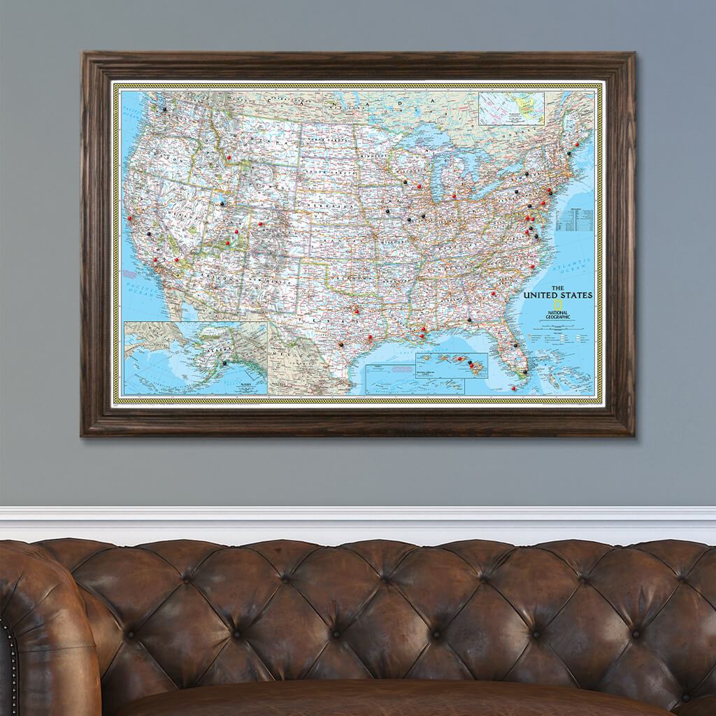 National Geographic US Map | United States Wall Map for Sale - Push Pin ...