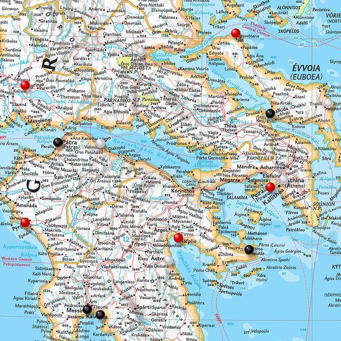 Classic-Style Map of Greece | Greece Travel Map | Push Pin Travel Map ...