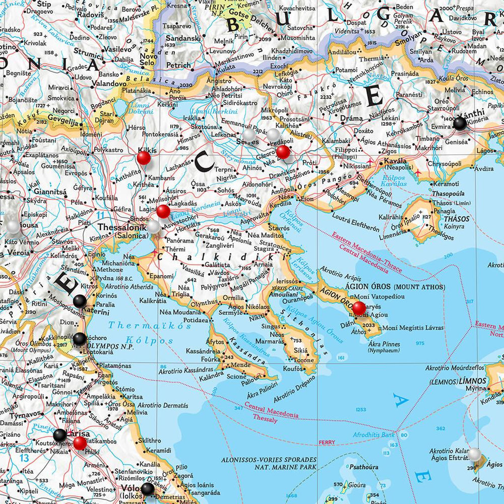Classic-Style Map of Greece | Greece Travel Map | Push Pin Travel Map ...
