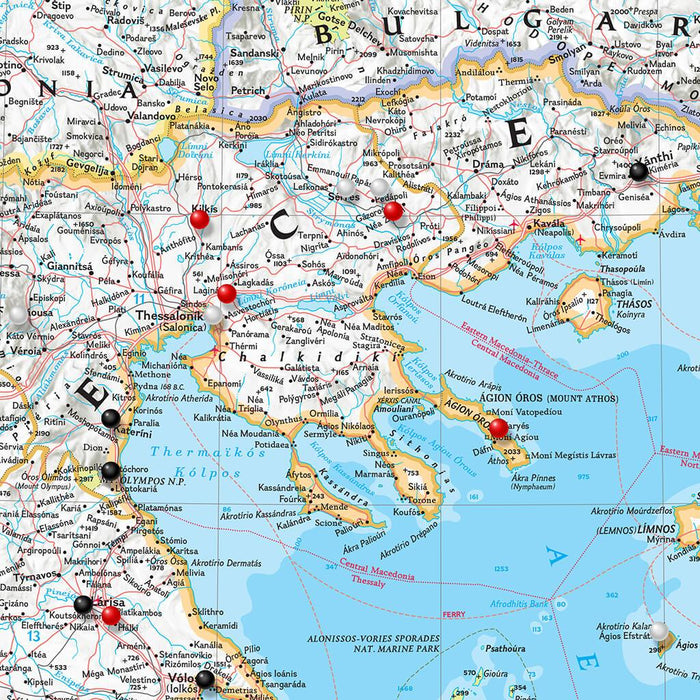 Classic-Style Map of Greece | Greece Travel Map | Push Pin Travel Map ...