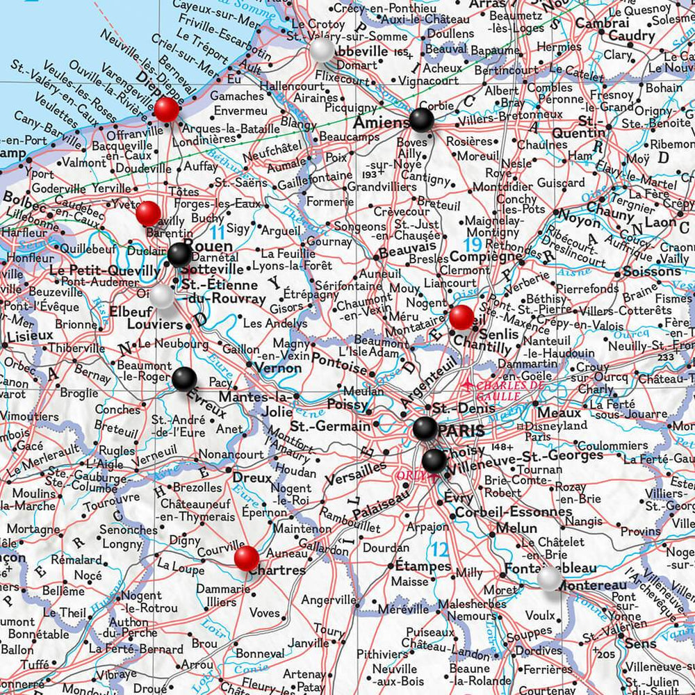 France, Belgium, and The Netherlands Classic Style Wall Map | Framed ...