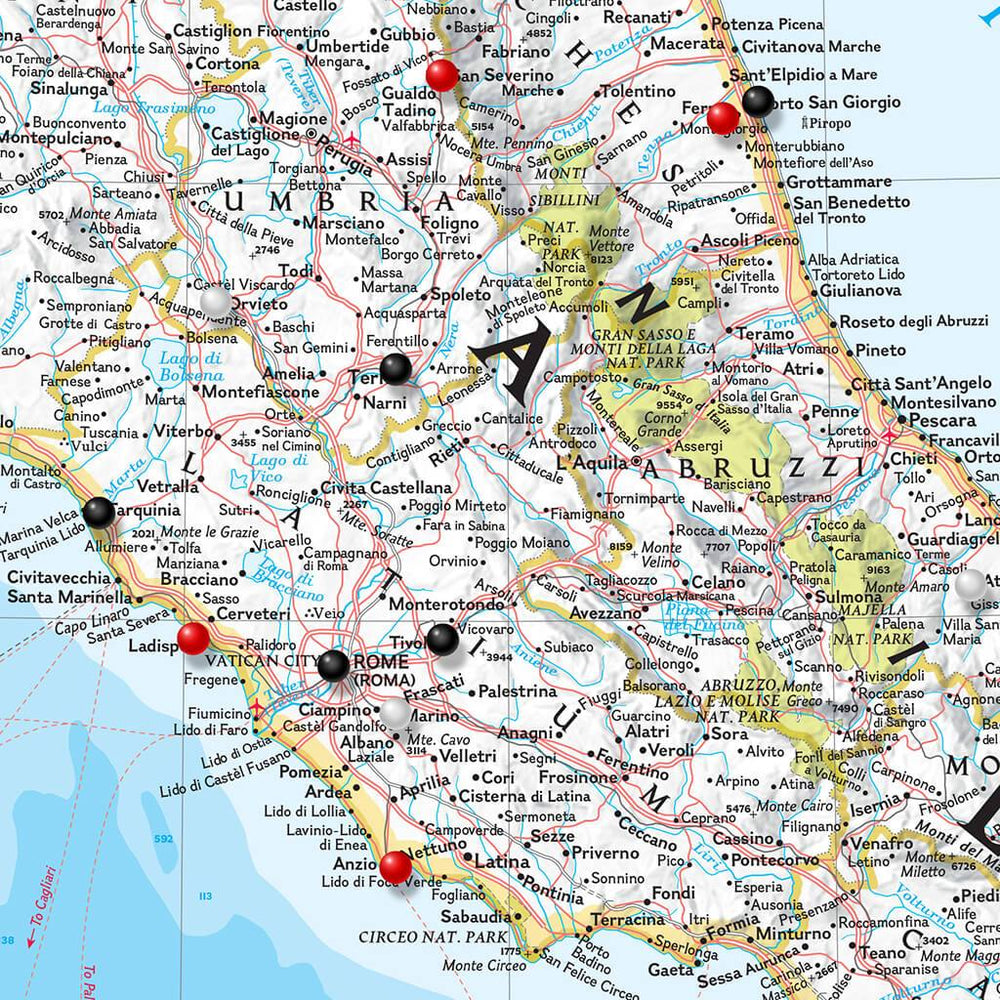 Classic Map of Italy | Italy Travel Map with Pins | Push Pin Travel Maps