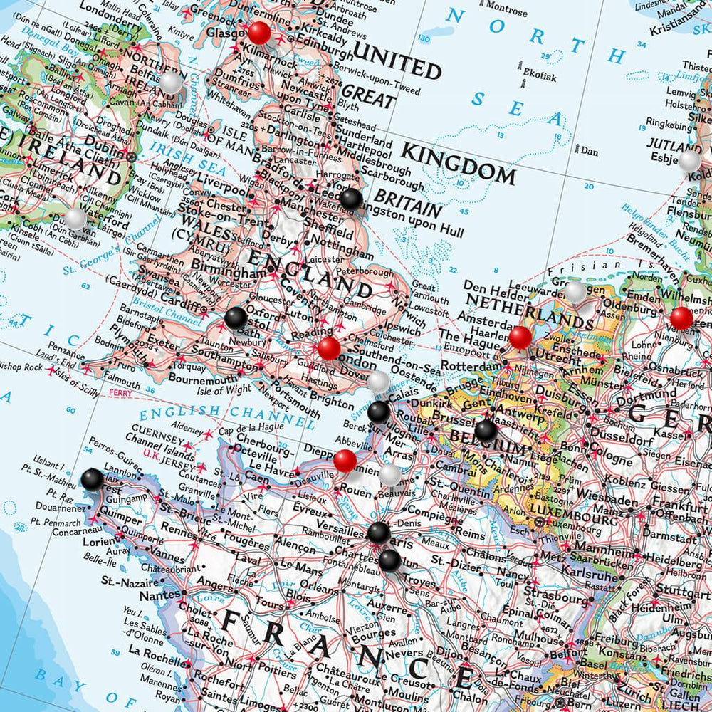 Classic Style Map | Wall Map of Europe | Europe Travel Map with Pins ...