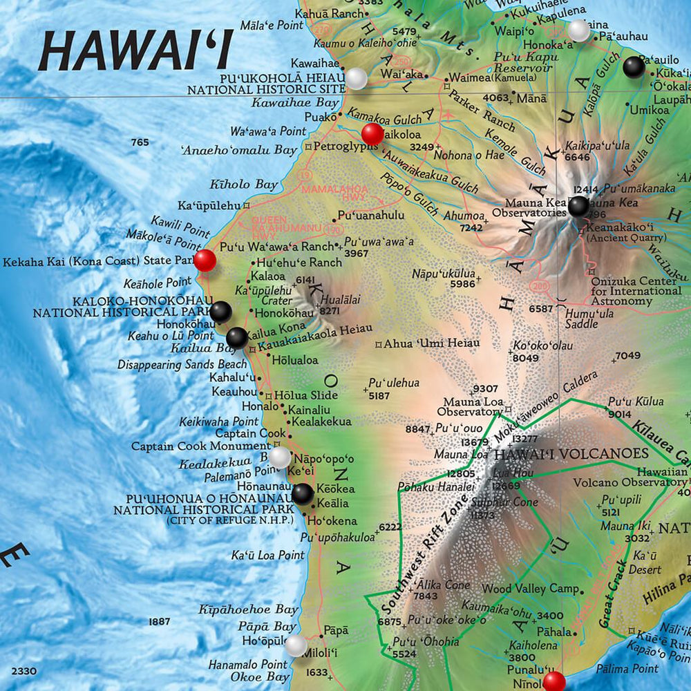 Wall Map of Hawaii | Hawaii State Travel Map with Pins – Push Pin ...