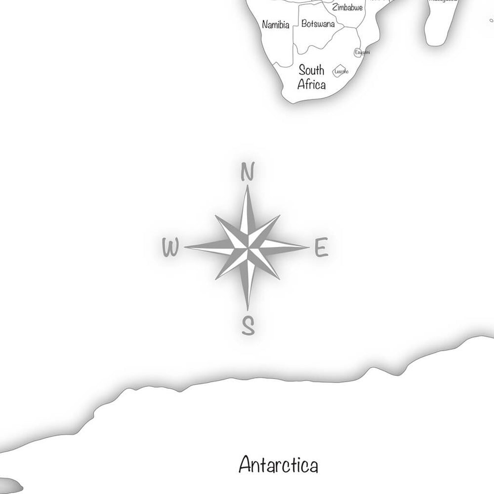 Hand-Drawn World Map | Black and White Outline World Map – Push Pin ...