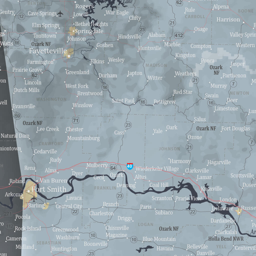 Slate Gray Map of Arkansas | Gray Arkansas Push Pin Travel Map - Push ...