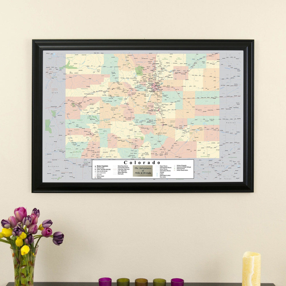 Colorado Wall Map | Travel Map with Pins | Map My Travels in Colorado ...