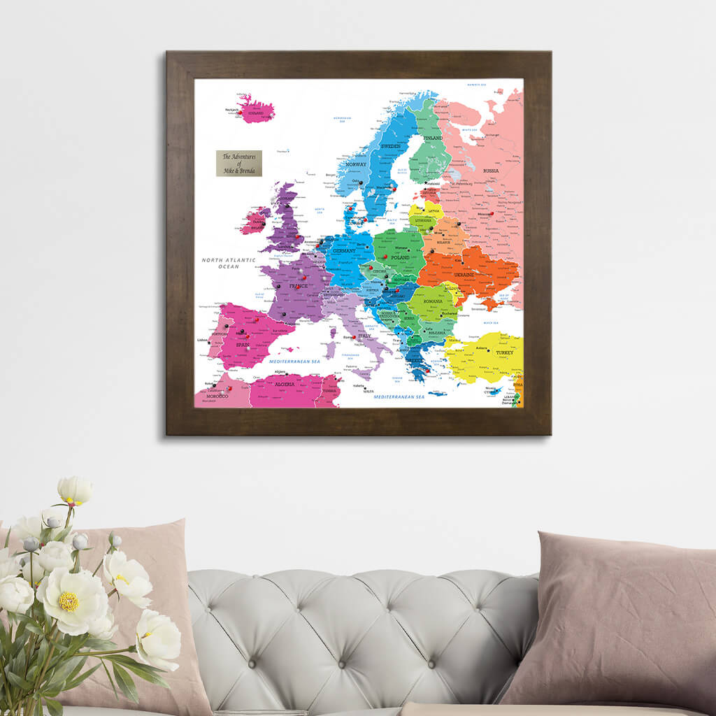 Europe Push Pin Map | European Travel Map with Pins | Rainbow Map ...