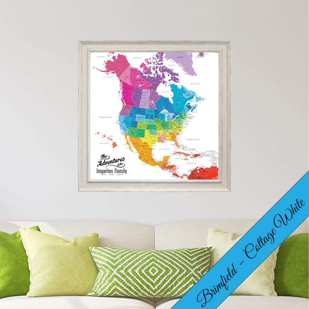 Canvas Wall Map of North America | Colorful North America Map - Push ...