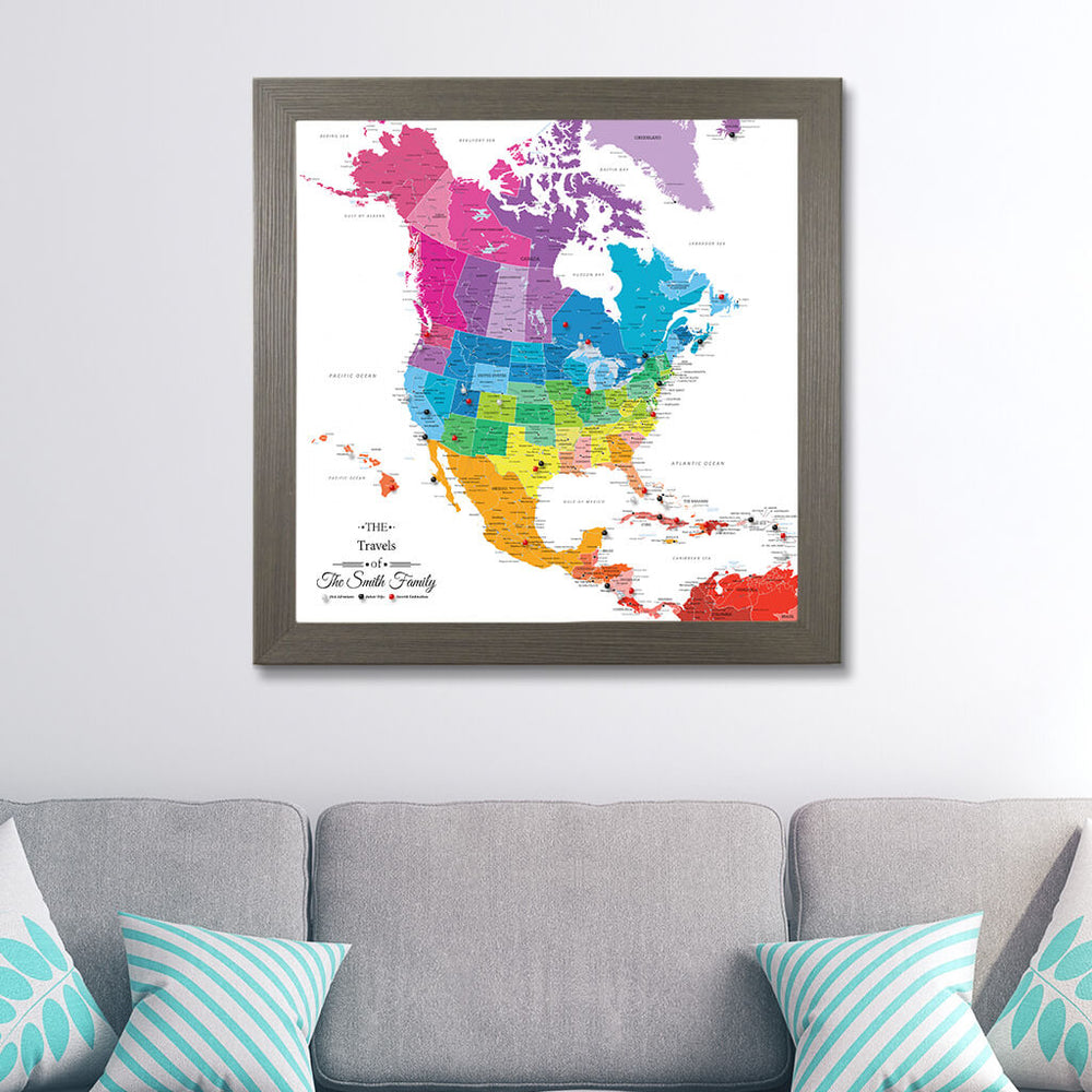 Canvas Wall Map of North America | Colorful North America Map – Push ...