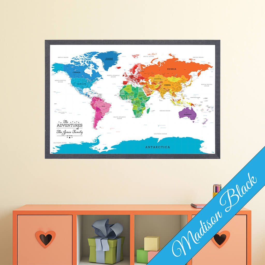 Multi-Colored World Map | Colorful Map on Canvas | Large Canvas Map ...