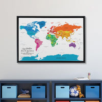 Gallery Wrapped Canvas Map of the World | Colorful World Map Canvas ...