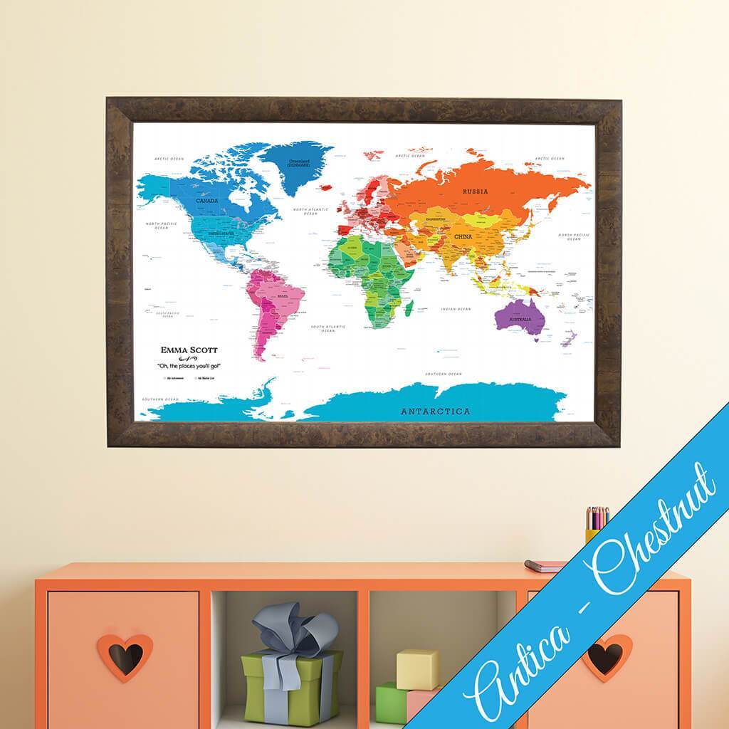Multi-Colored World Map | Colorful Map on Canvas | Large Canvas Map ...