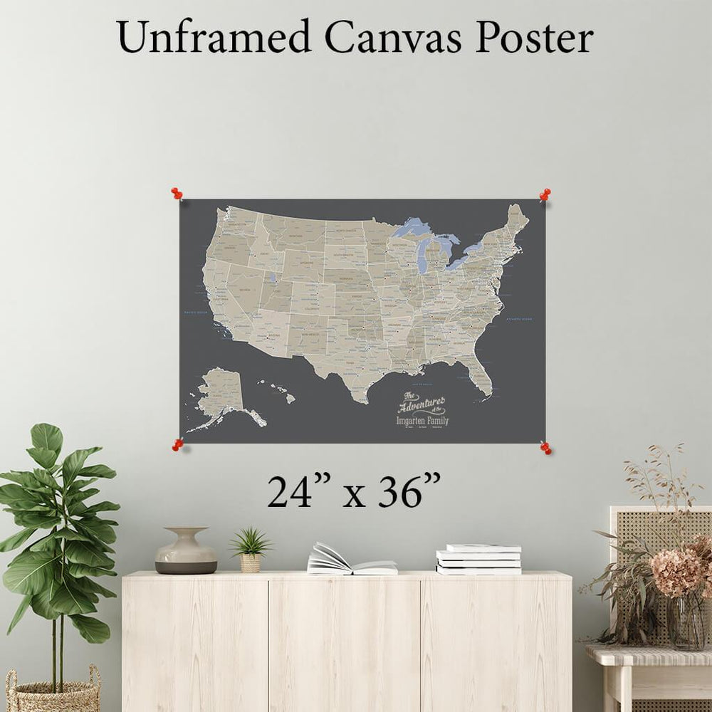 United States Map Poster | DIY Travel Map Canvas |Push Pin Travel Maps