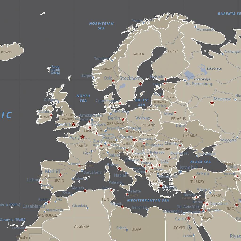 Three-Panel World Travel Map | Large Canvas World Map - Push Pin Travel ...