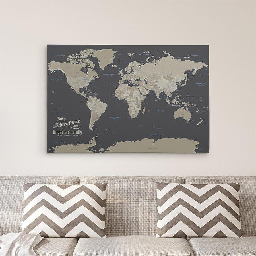 Gallery Wrapped Canvas World Maps | Modern World Maps – Push Pin Travel ...