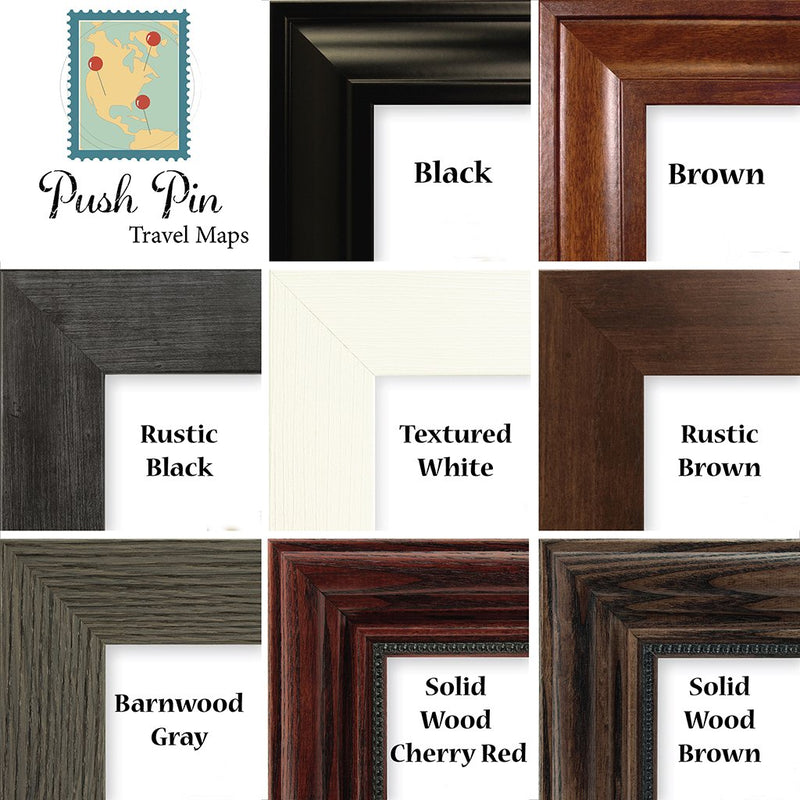 Travel Map of North Carolina | Framed Wall Map of North Carolina – Push ...