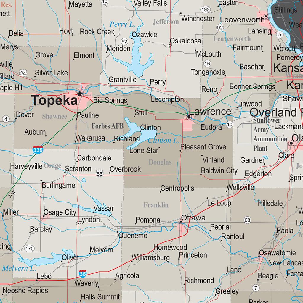 Kansas State Travel Map | Interactive Wall Travel Map - Push Pin Travel ...