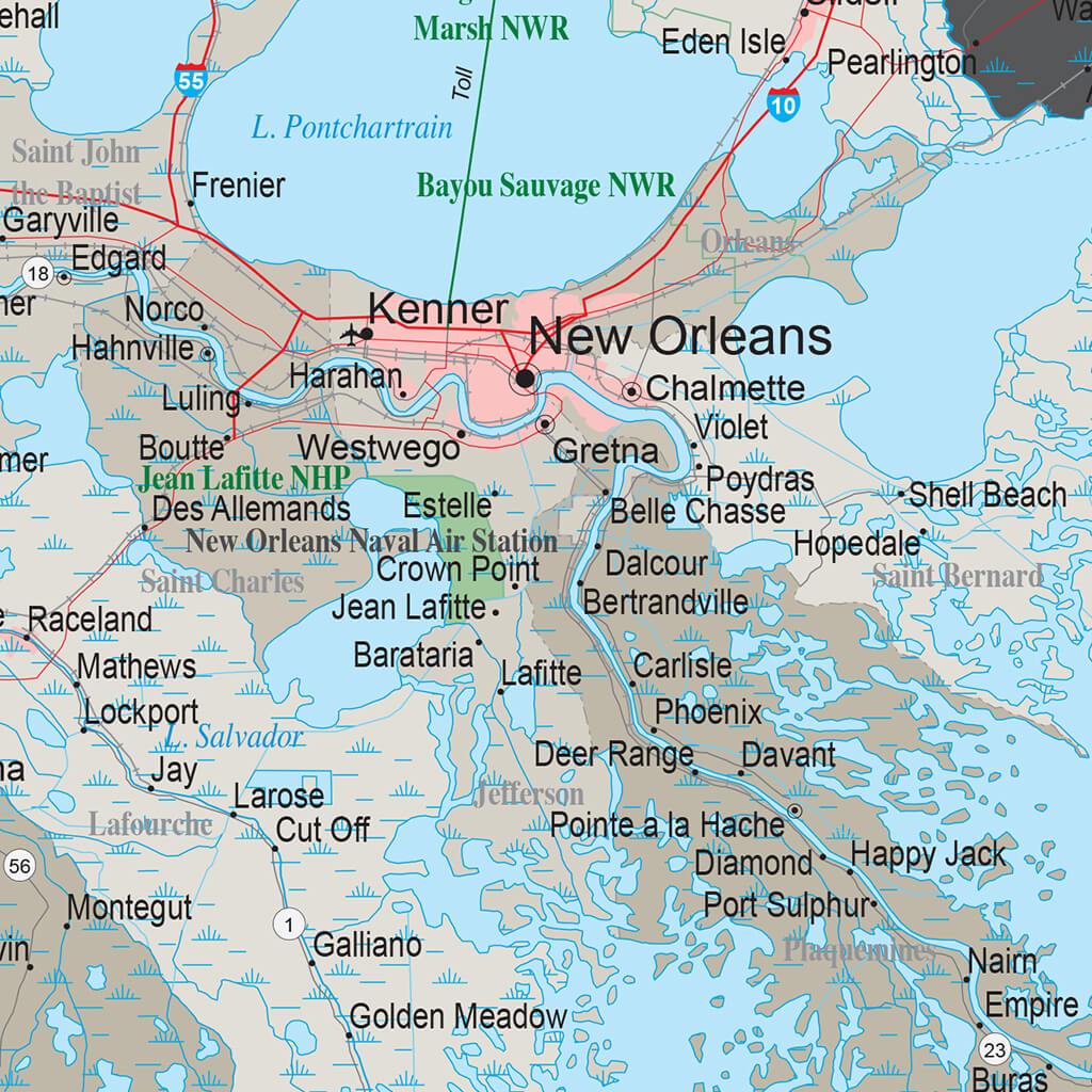 Louisiana Bayou Map